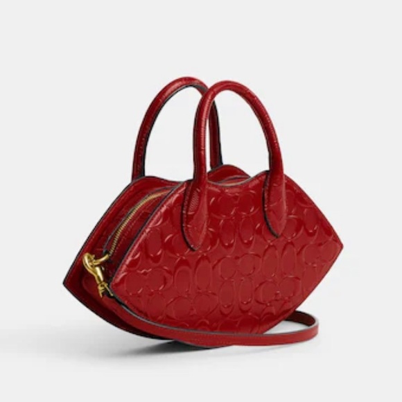 Coach | Bags | Nwt Coach Runway Lip Kiss Bag Signature Leather Red ...